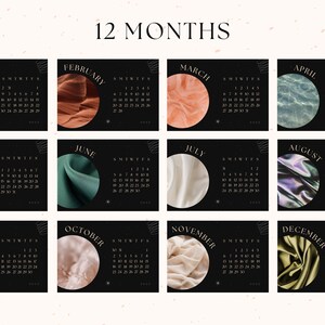 2022 Monthly Calendar Digital Printable | Modern Black Elegant Dark ...