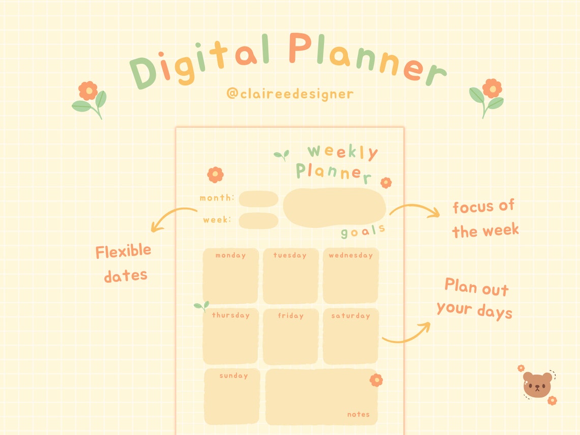 Undated Warm Aesthetics Digital Planner Set Printable | Color Cute ...