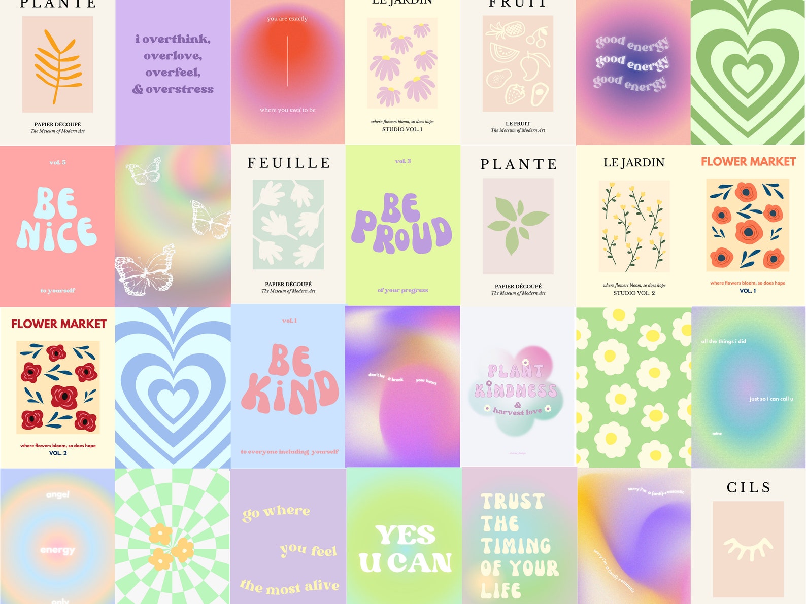 Danish Pastel Collage Wall Art Printables | 56 Soft Pastel Color Room ...