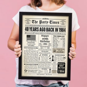 1984 Poster USA, 40 Years Ago Back in 1984, 40th Birthday Newspaper ...