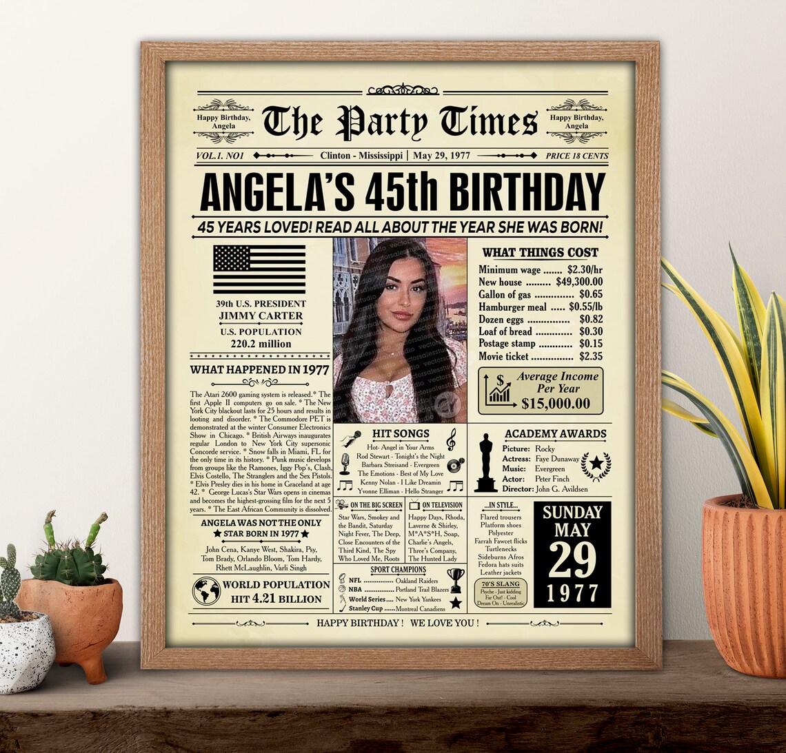 45th Birthday Newspaper Poster 45th Birthday Gift for Men or - Etsy