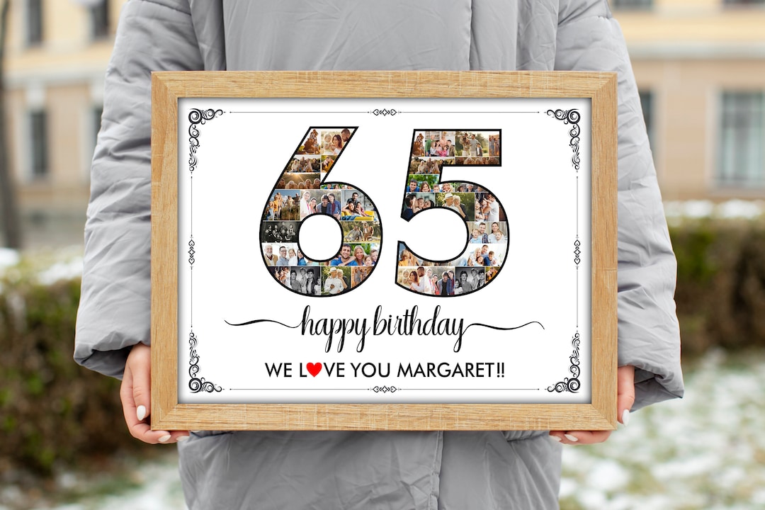 65th Birthday Gift, 65th Birthday Party Decoration - 65 Number Photo ...