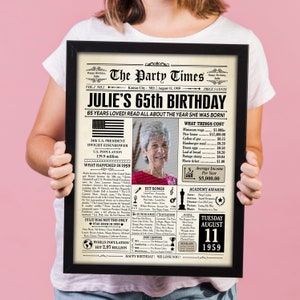 65th Birthday Gift, 1959 Birthday Poster, 65 Birthday Decorations, 1959 ...
