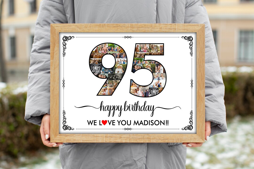 95th Birthday Gift, Number Photo Collage, 95th Party Decoration ...