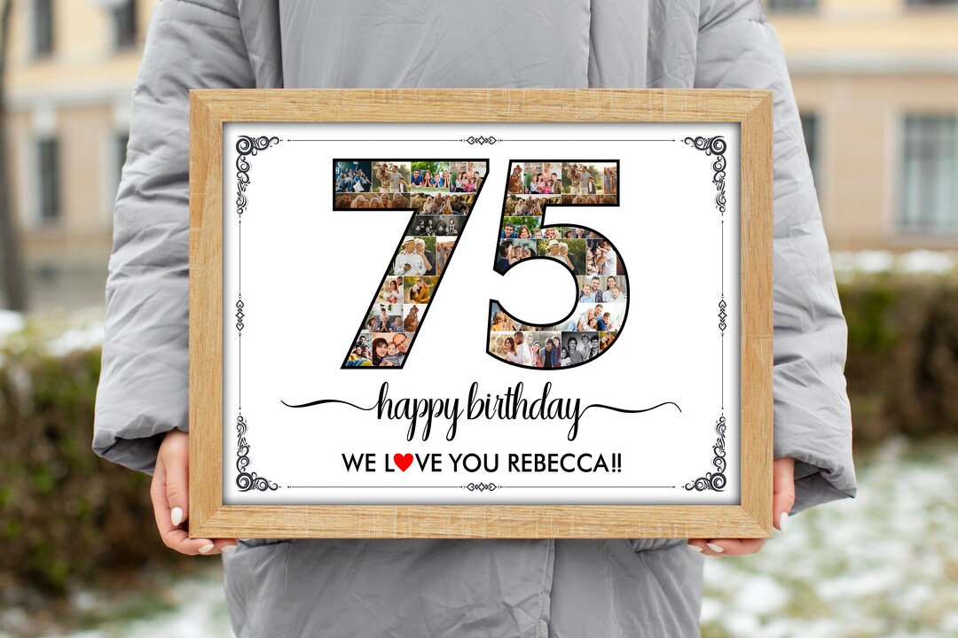 75th Birthday Gift, 75th Birthday Party Decoration - 75 Number Photo ...