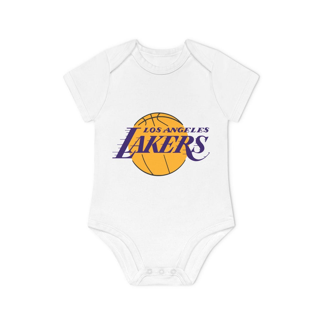 Los Angeles Lakers Baby Organic Bodysuit, Sports Baby Clothes, Lakers ...
