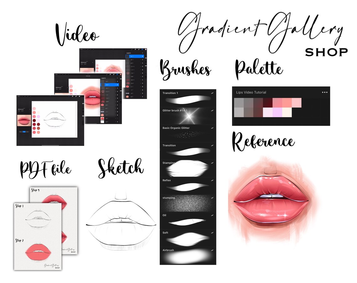 Procreate Lips Drawing and Coloring Tutorials Set Beginner - Etsy