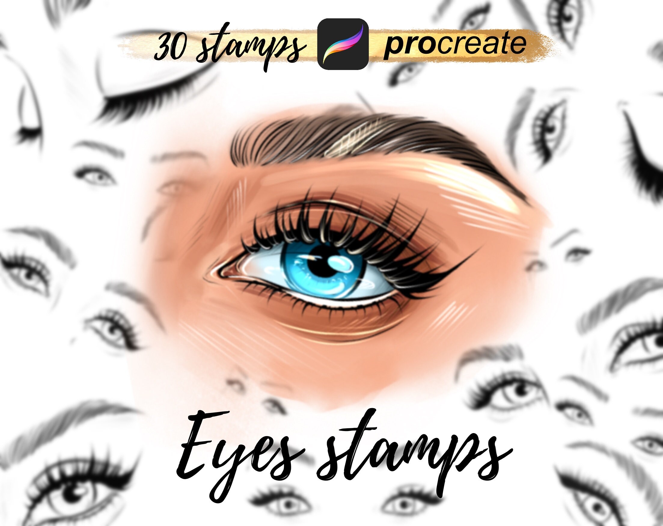 Procreate Eyes Brushes Eyes Brush Set Eyes Templates for | Etsy
