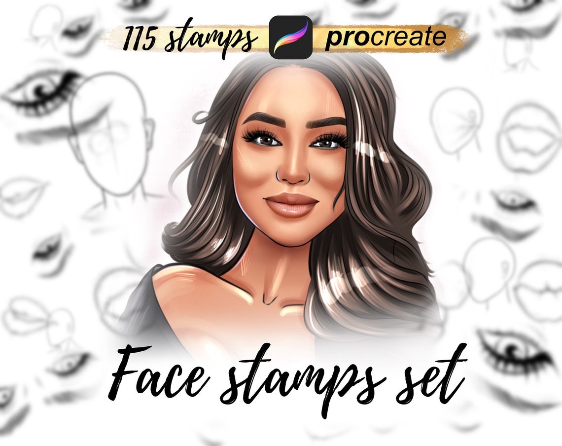 Procreate Full Face Brushes Set Face Templates Set for - Etsy
