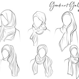 Hijab Procreate Face Stamps Muslim Girl Procreate Brushes Outline ...