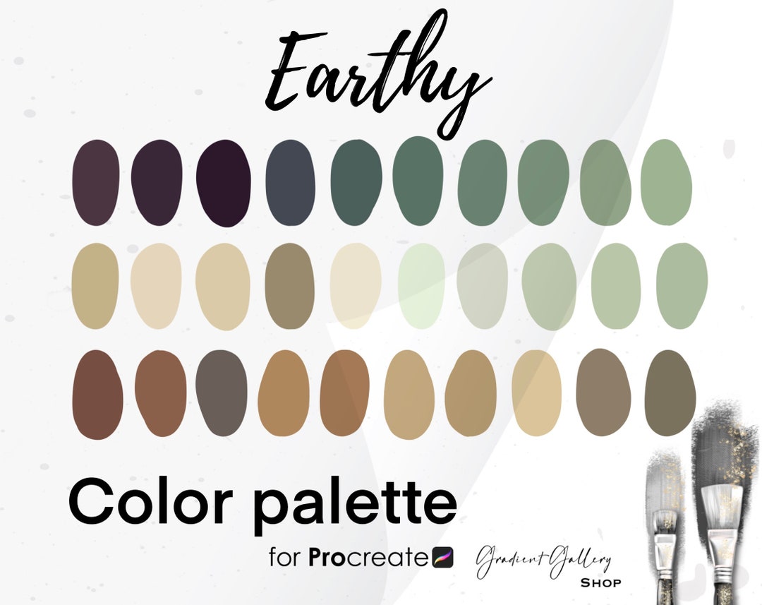Earthy Tones Procreate Color Pallete Procreate Green and Brown Color ...