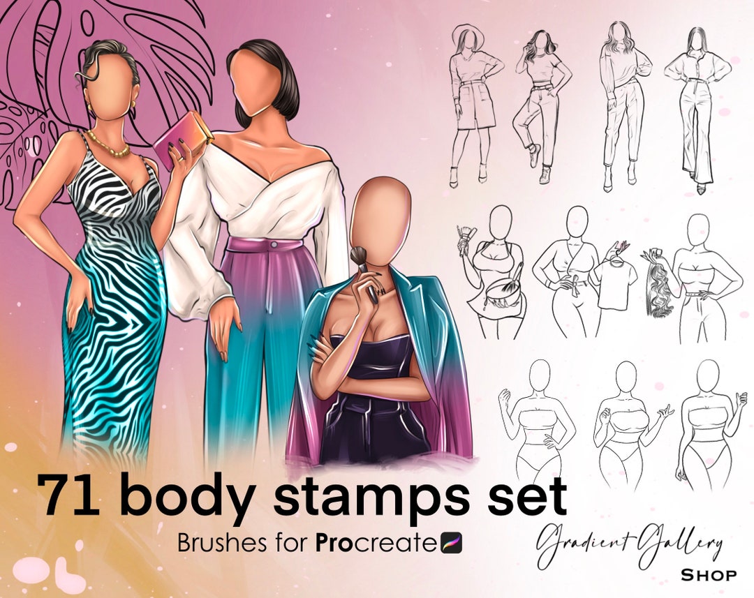 Body Stamps Procreate Bundle Logo Figure Brushes Procreate Cartoon Logo ...