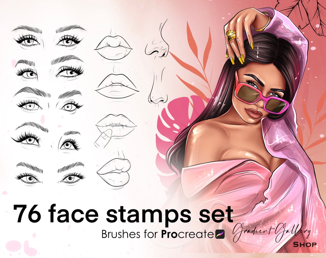 Face Stamps Set Procreate Procreate Full Face Brushes Set Face ...