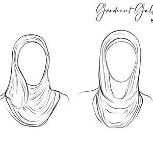 Hijab Procreate Face Stamps Muslim Girl Procreate Brushes Outline ...