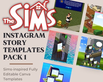 The Sims 1 Pack 4/4 5 Social Templates 9x16 for Instagram Bespoke Canva ...