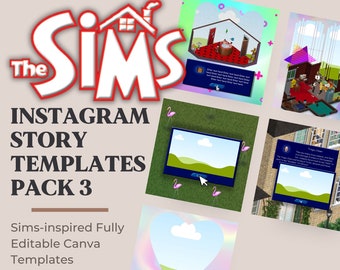 The Sims 1 Pack 4/4 5 Social Templates 9x16 for Instagram Bespoke Canva ...