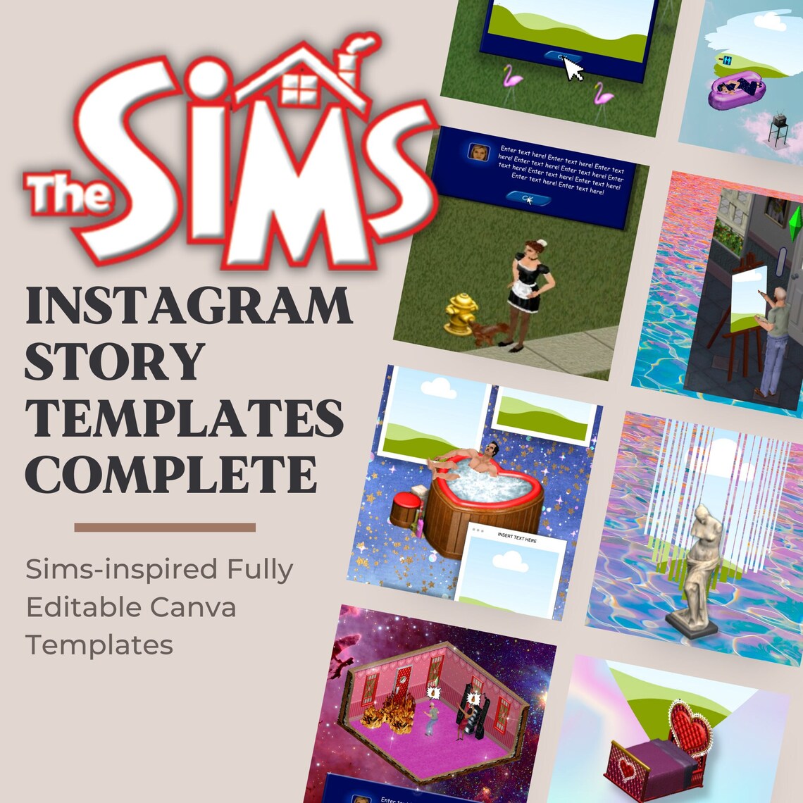 The Sims Retro Canva Template 20 Instagram Stories Instant Digital Download Complete Edition! - Etsy