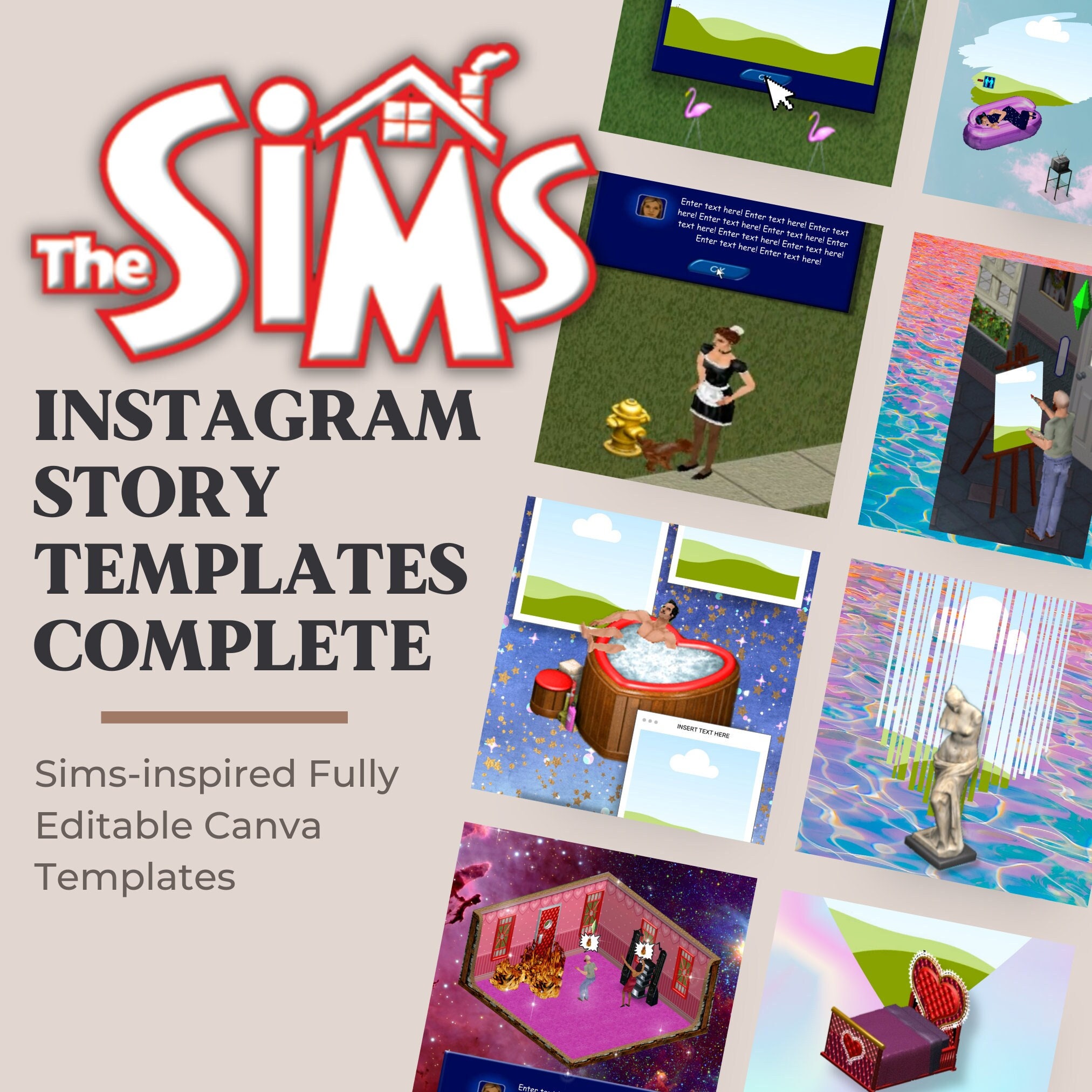 The Sims Retro Canva Template 20 Instagram Stories Instant Digital ...