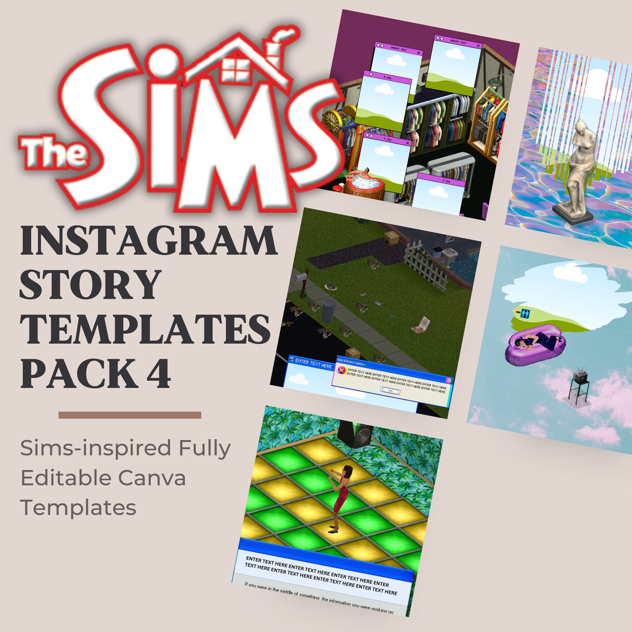 Sims 1 Instagram Story Templates – Windows XP Aesthetic (canva) - Etsy