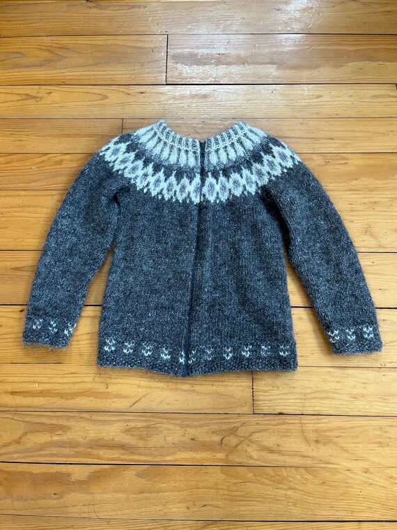 Vintage 70s Kids Grey Fair Isle Zip-Up Sweater / Retr… - Gem