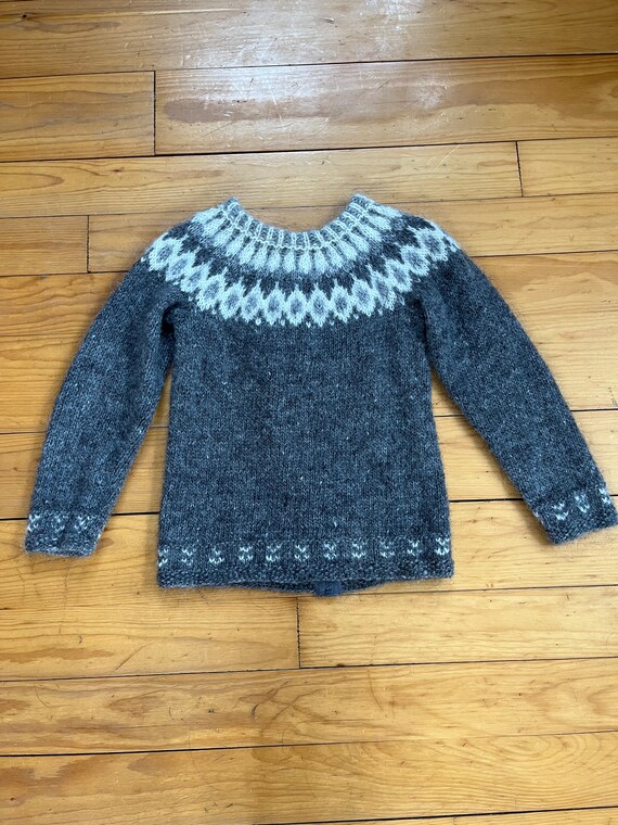 Vintage 70s Kids Grey Fair Isle Zip-Up Sweater / Retr… - Gem