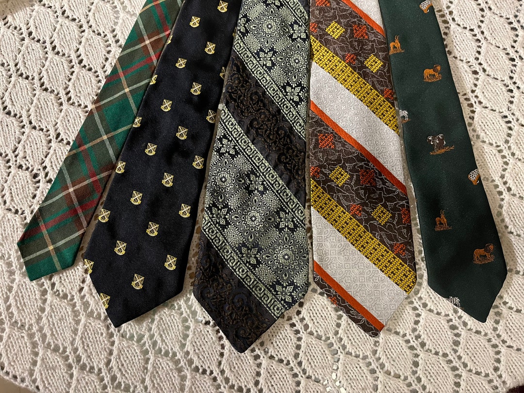 Vintage 60s 70s Rockabilly Mod Neckties / Retro 1960s 1970s Patterned ...