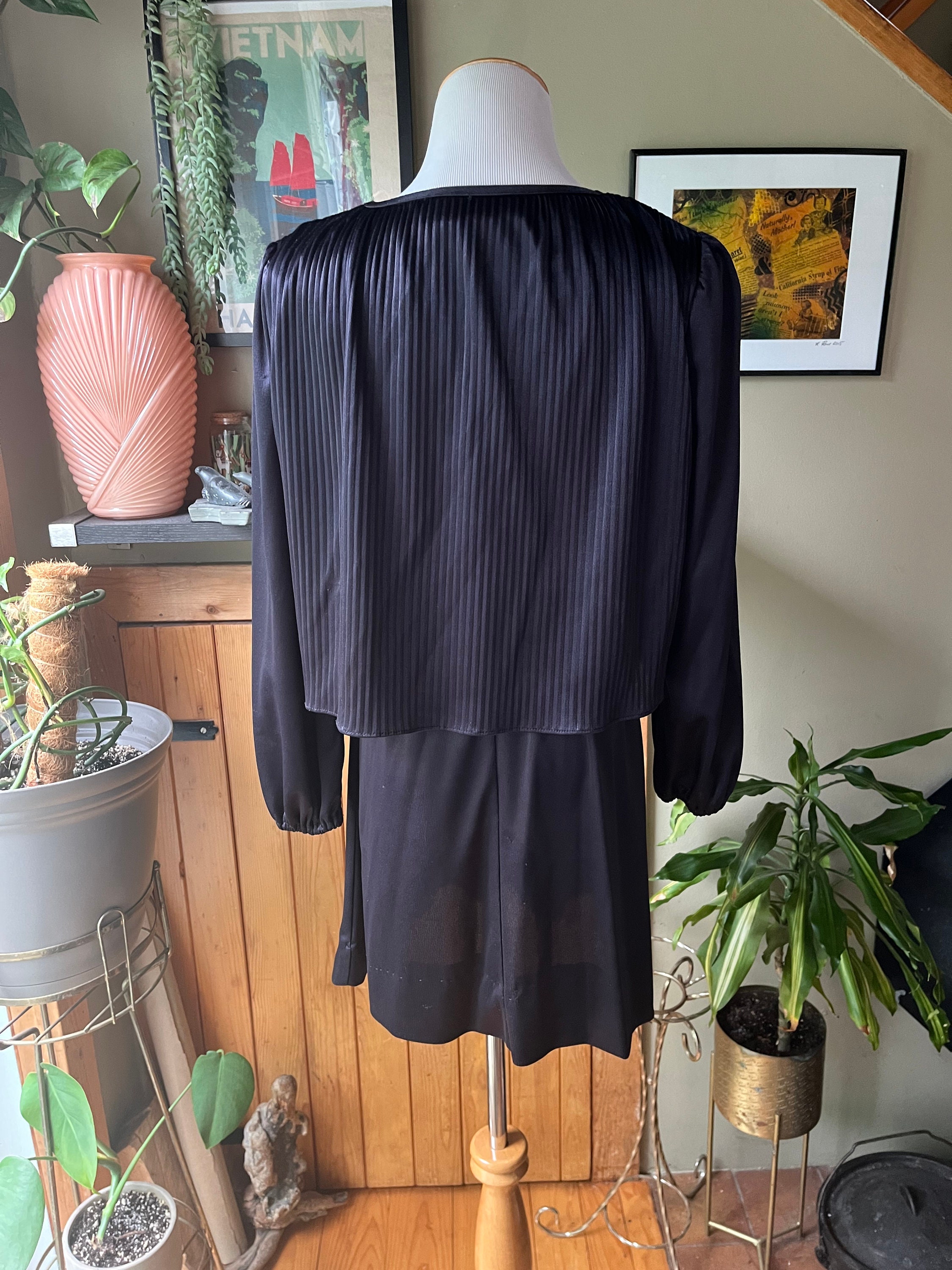 Vintage 70s Black Glittery Disco Mini Dress / Retro 1970s Silver ...