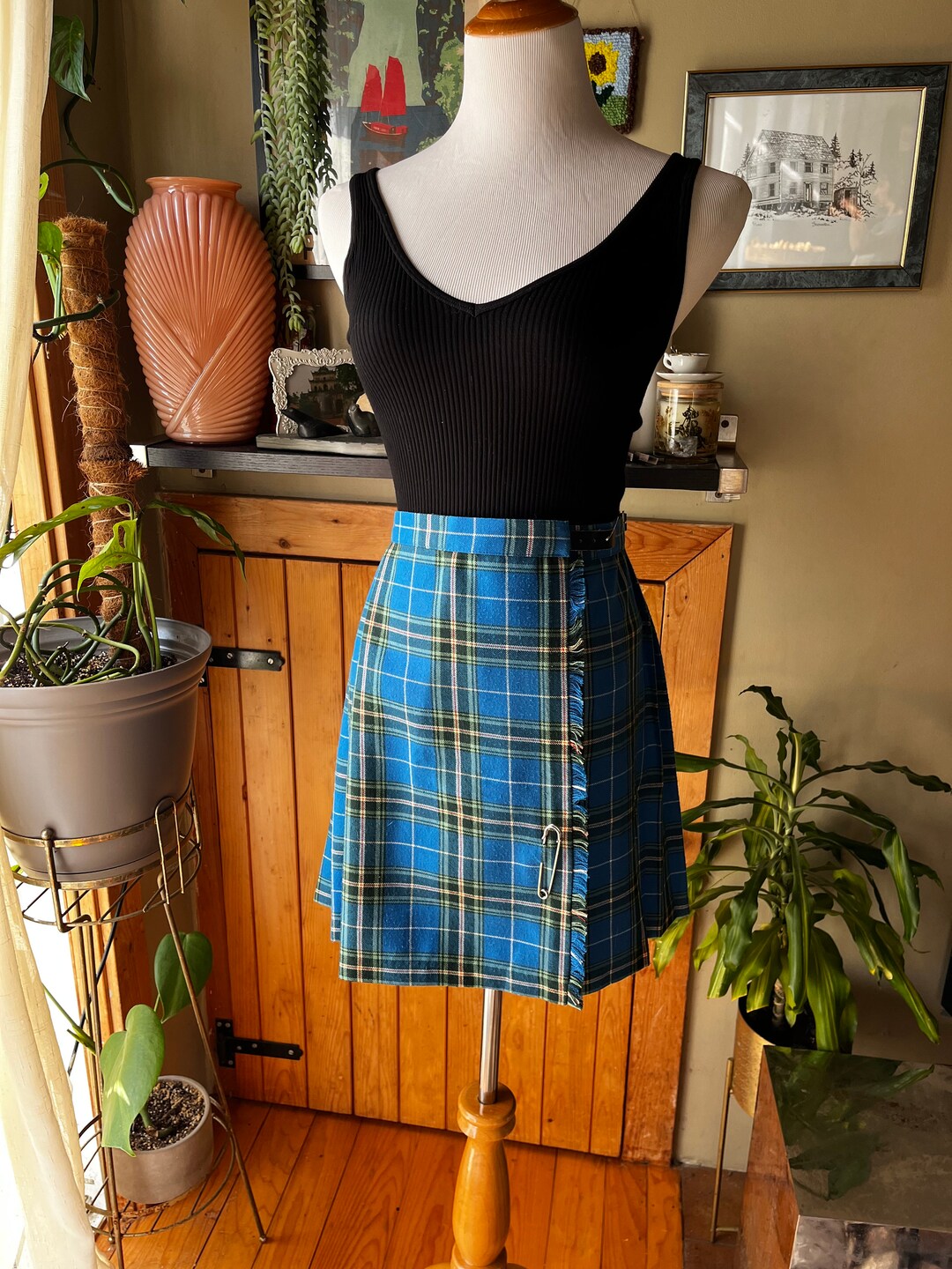 Vintage 90s Youth Size Nova Scotia Tartan Kilted Skirt / Retro 1990s ...