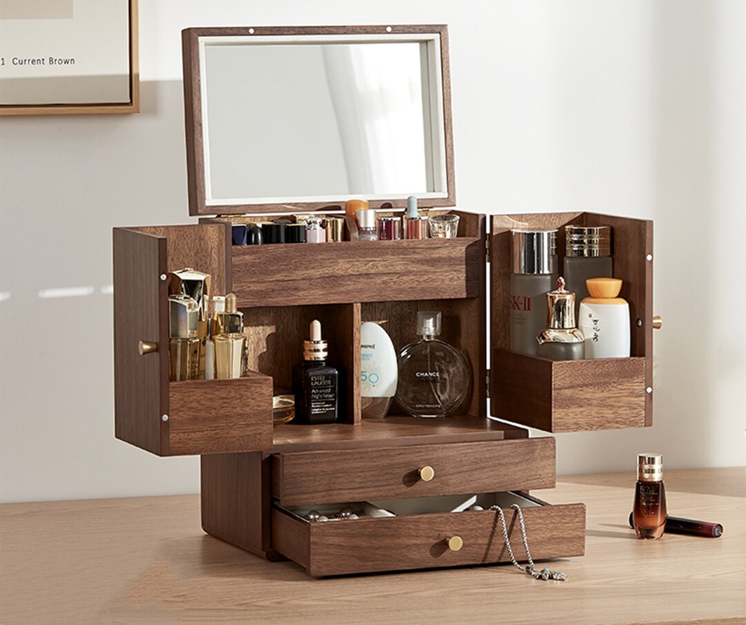 Large Wooden Makeup Organizers,high-capacity Cosmetic Storage,makeup ...