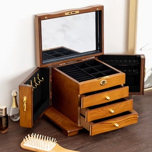Engrave 4/5 Layer Wooden Jewelry Box,large Locking Jewelry Organizer ...