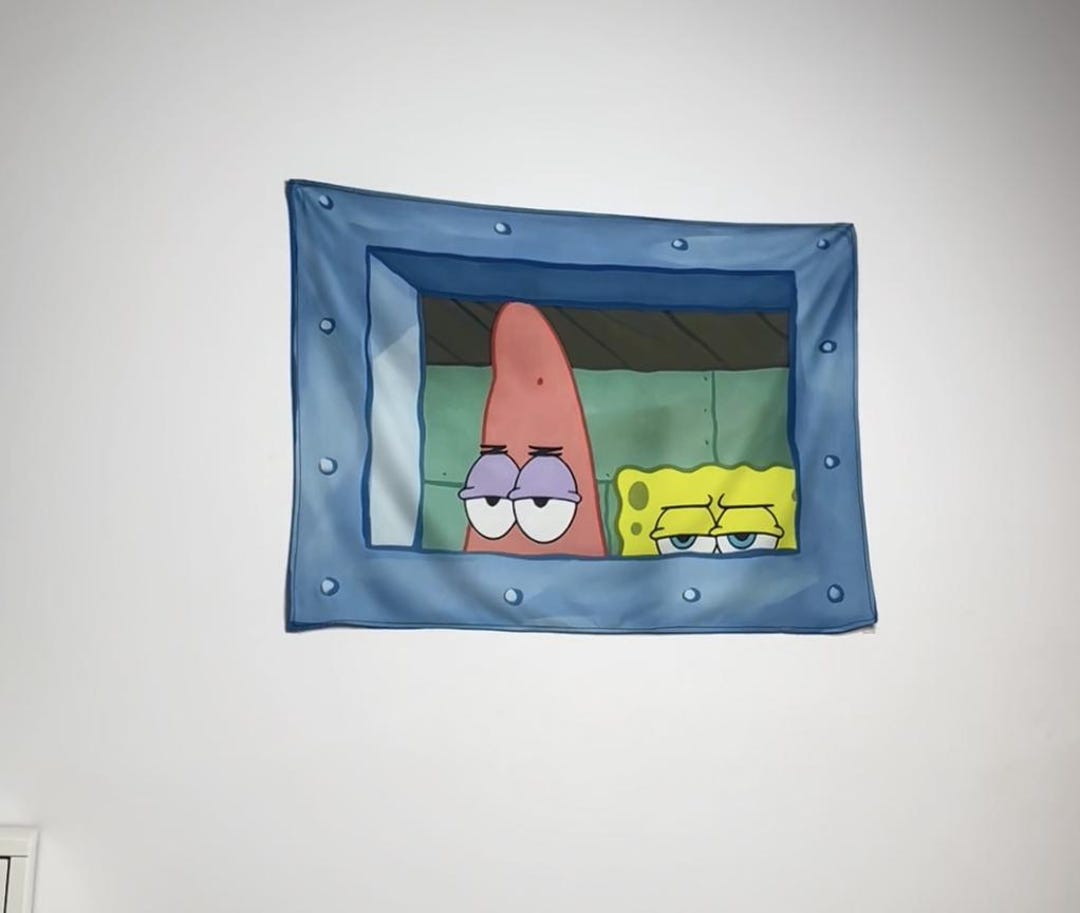 Spongebob Patrick Window Tapestry | Funny Fabric Wall Art Hanging ...