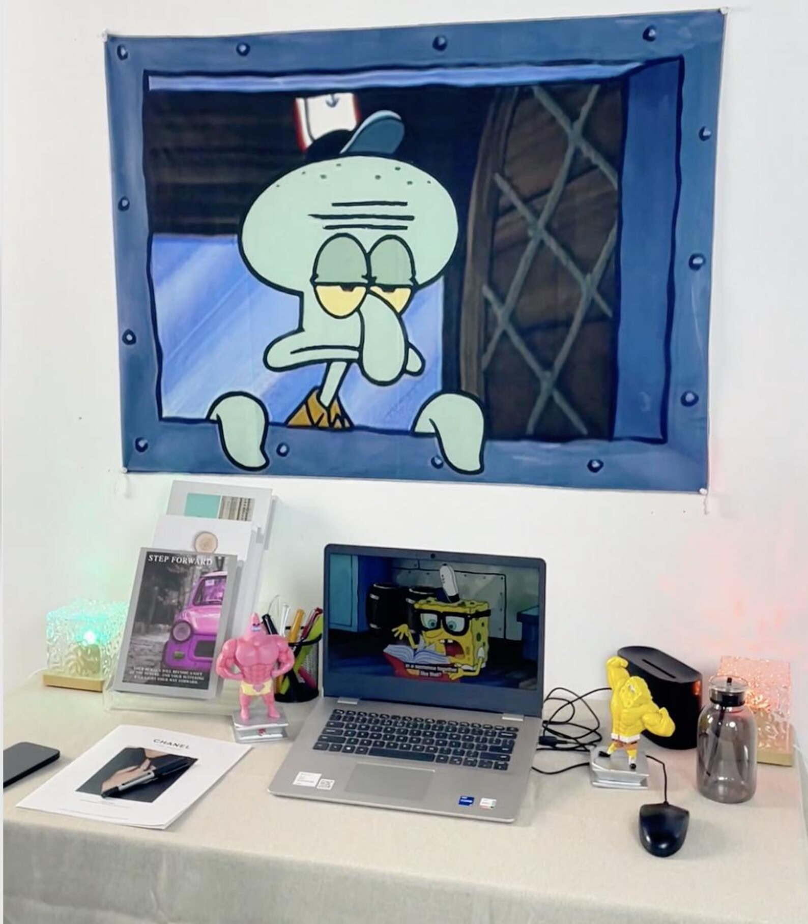 Squidward Tapestry | Funny Fabric Wall Art Hanging | Unique Bikini ...