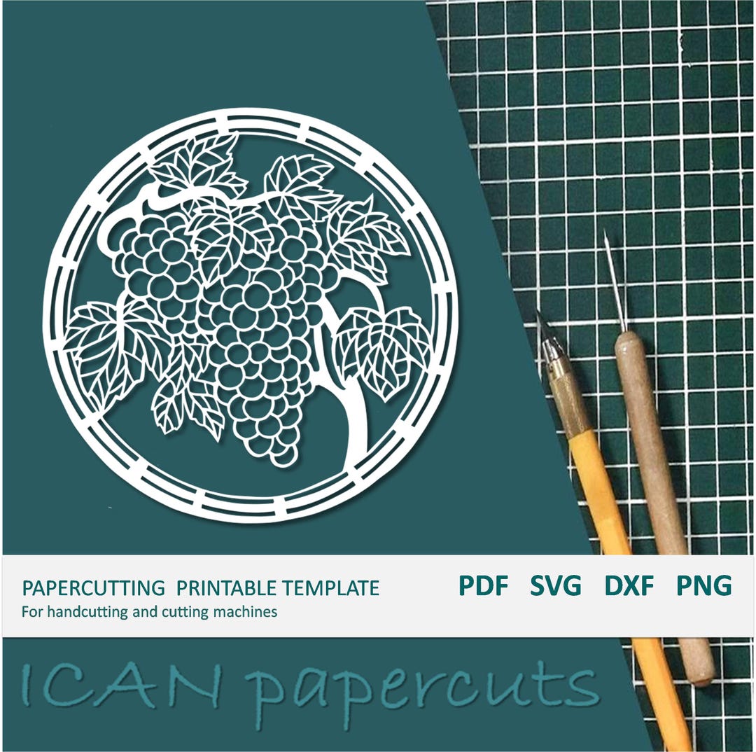 Grapes - Papercut Template - Handcut / Pdf File / Papercutting / DIY ...