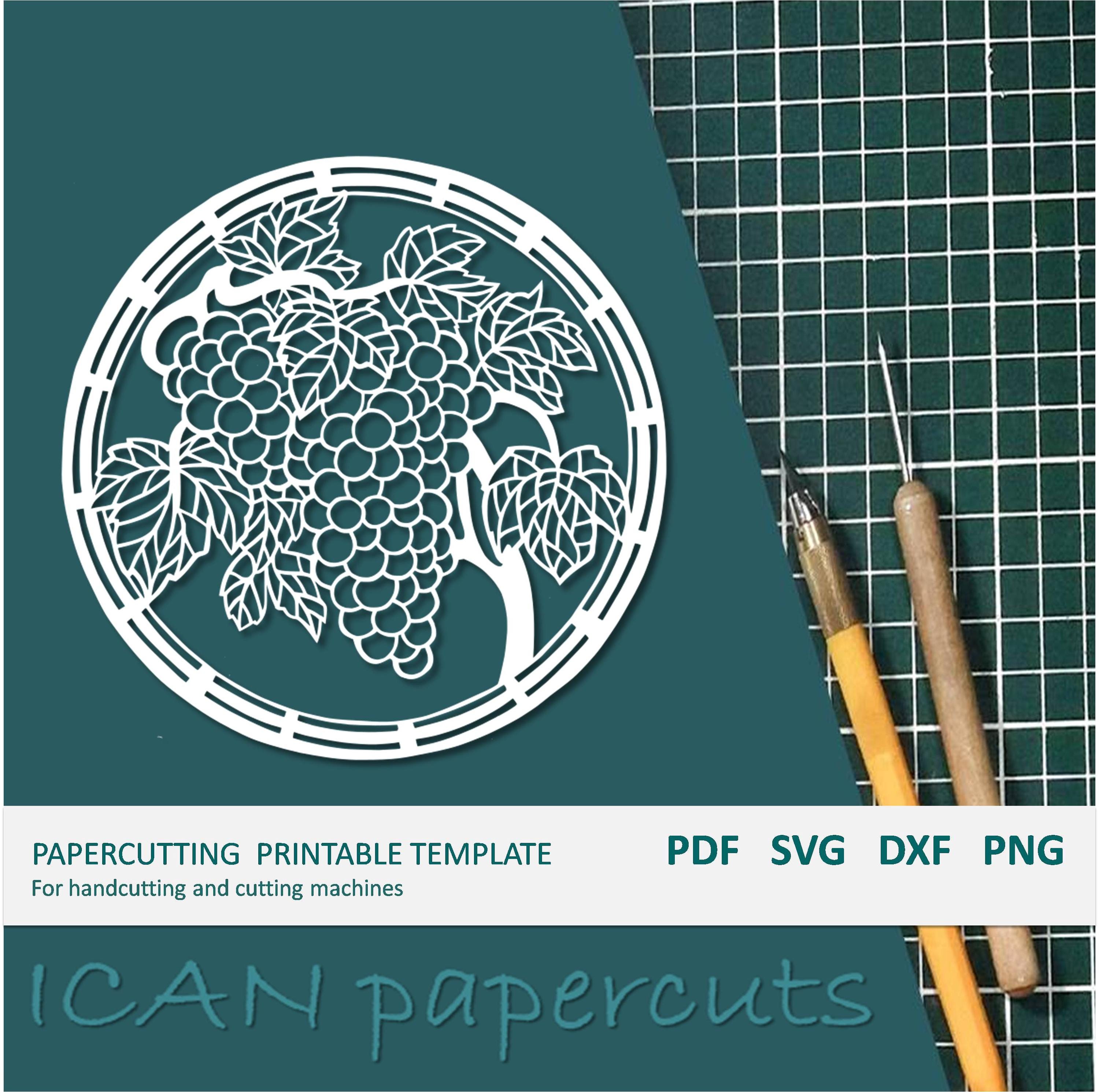 Grapes - Papercut Template - Handcut / Pdf File / Papercutting / DIY ...