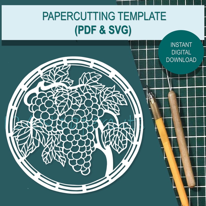 Grapes Papercut Template Handcut / Pdf File / Papercutting / DIY / Svg ...