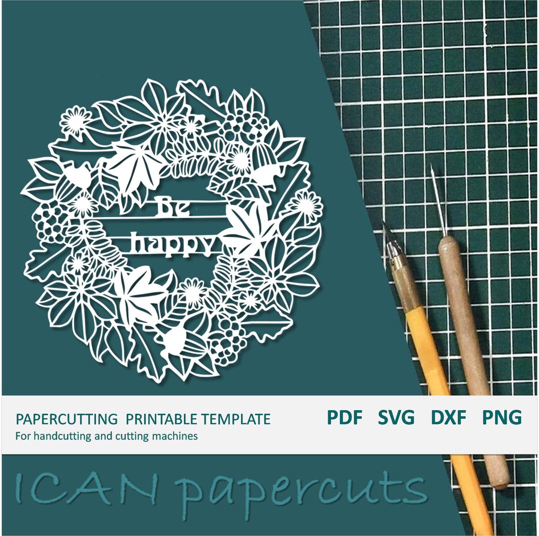 Be Happy - Papercut Template - Handcut / Pdf File / Svg File ...