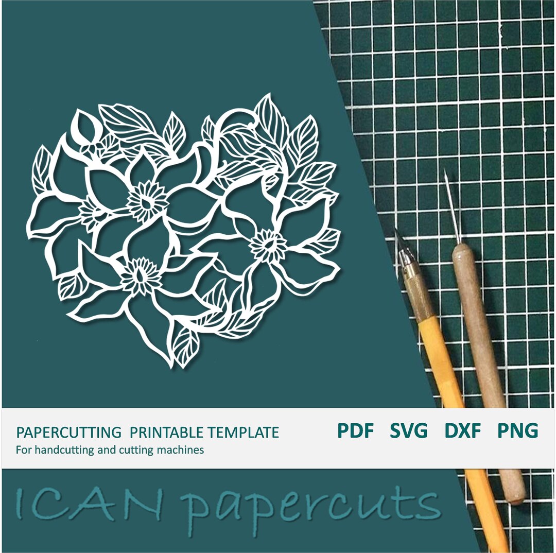 Floral Heart #2 - Papercut Template - Handcut / Pdf File / Svg File ...