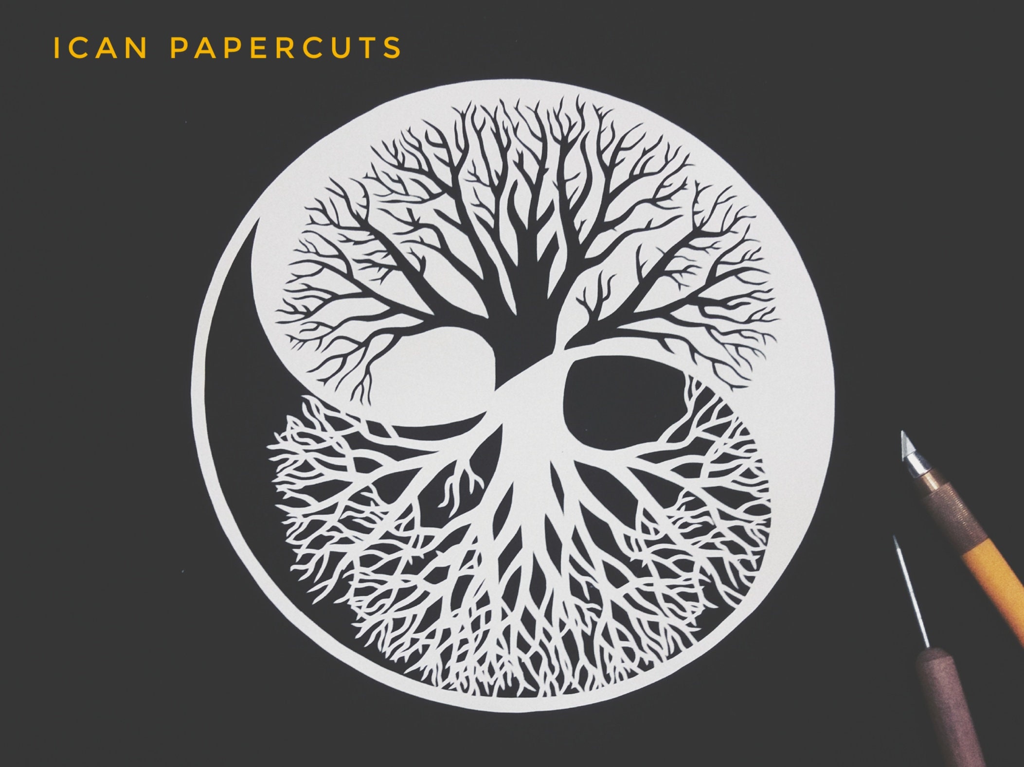 Tree of Life Pattern Papercut Template Handcut / Jpg File / | Etsy