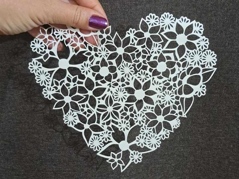 Floral Heart #1 - Papercut Template - Handcut / Pdf File / Svg File ...