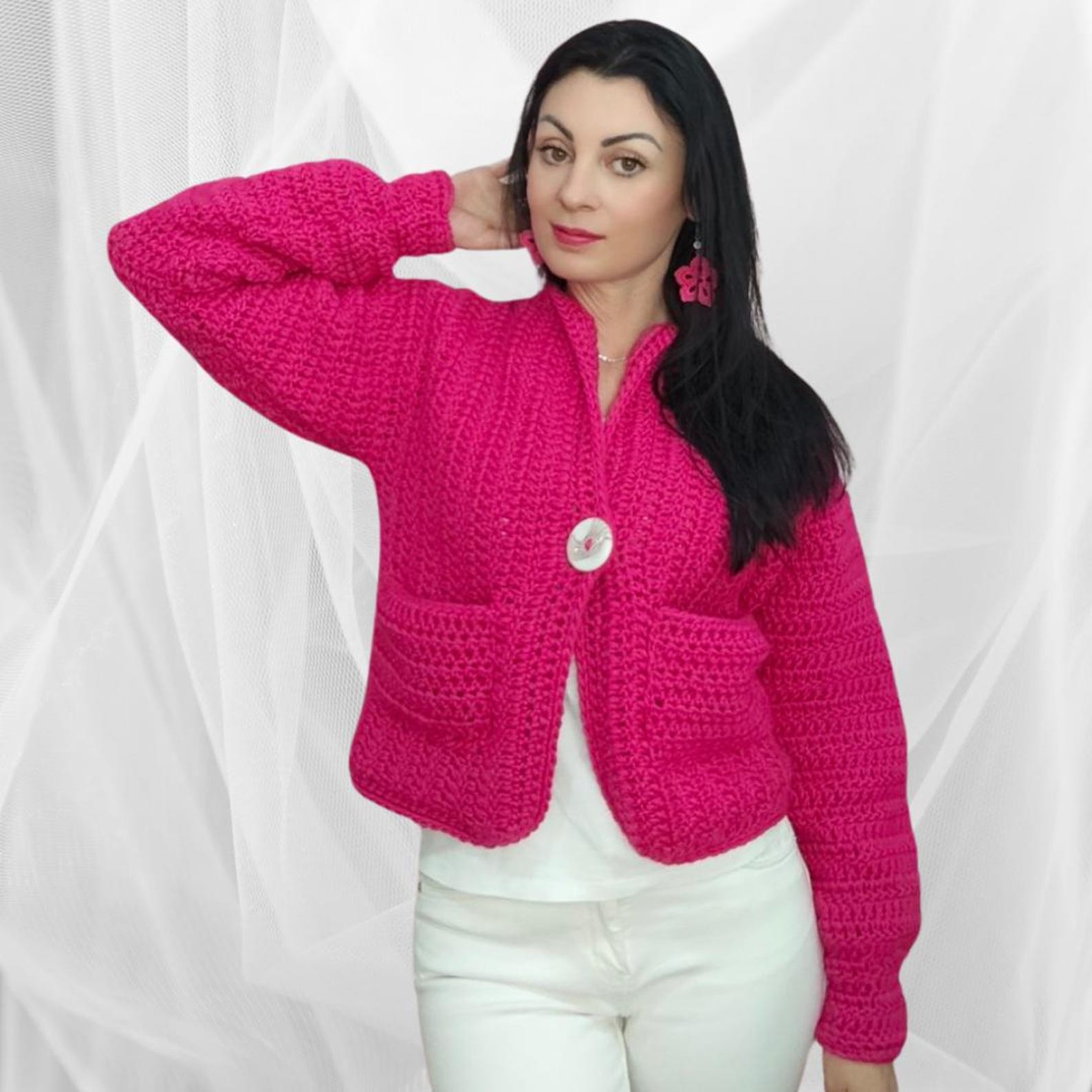 CROCHET PATTERN Easy Bulky Ladies Cropped Granny Square Cardigan ...
