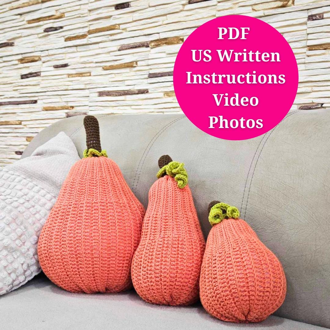 3 Crochet Butternut Squash Pumpkin Patterns in PDF, Easy DIY Fall Decor ...