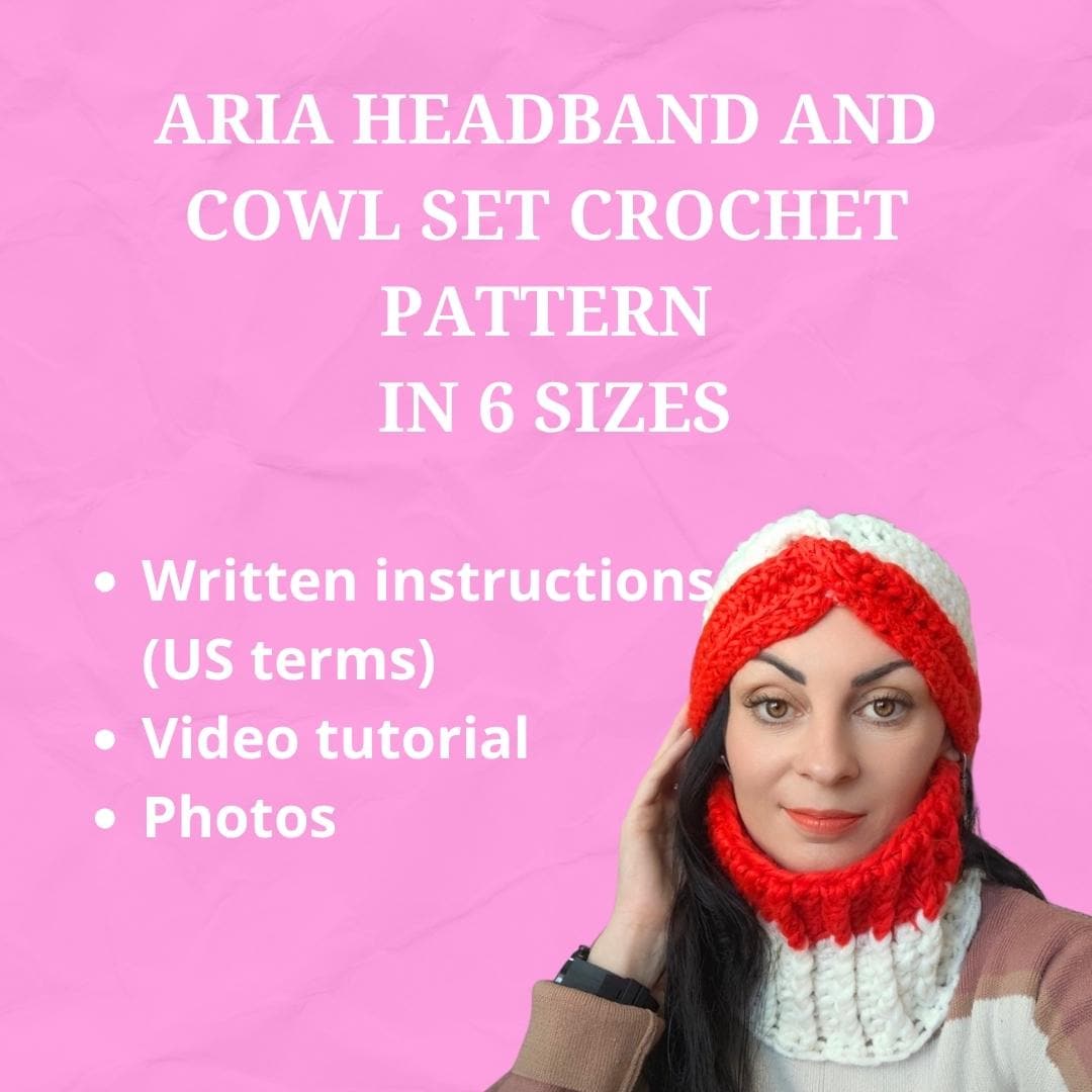 CROCHET PATTERN & VIDEO Aria Crochet Set Pattern, Quick Ribbed Headband ...