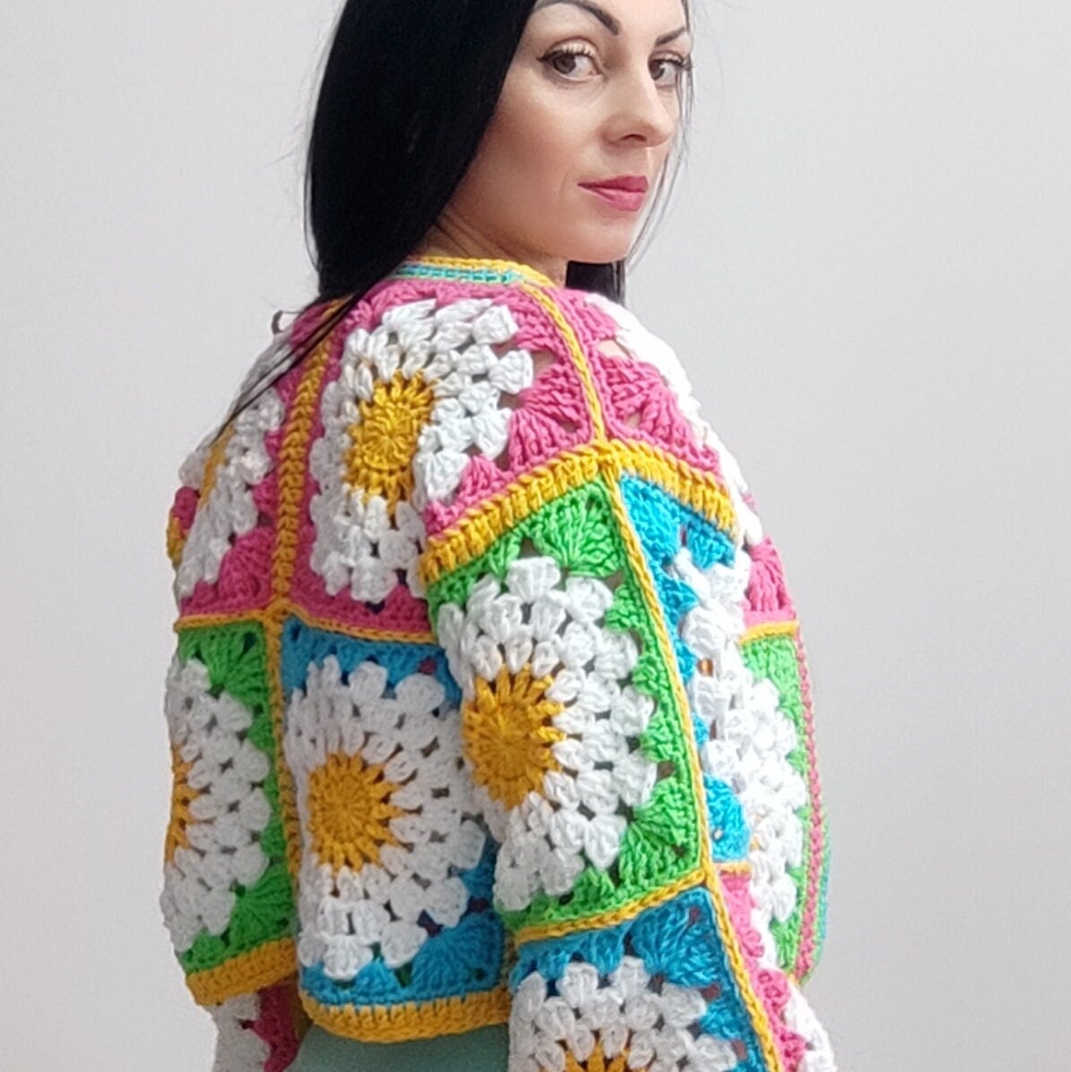 Daisy Crochet Cardigan Pattern in PDF , Crochet Vest With Daisies ...