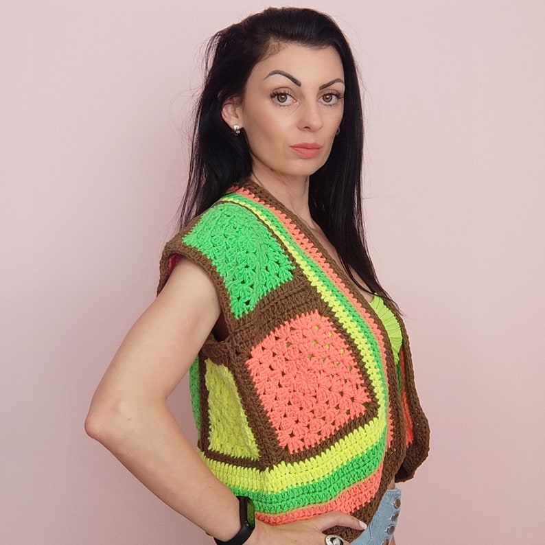 Easy Crochet Granny Square Sweater Vest Pattern in Two Size in PDF - Etsy