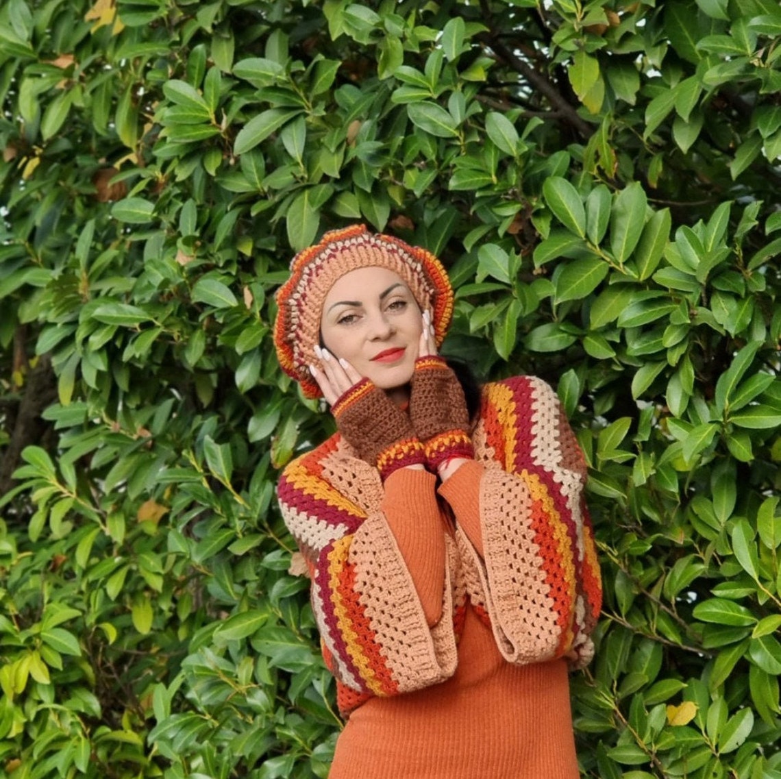 Crochet Pattern Warmers Fingerless Gloves Whit Cable Stitch , Colorful ...