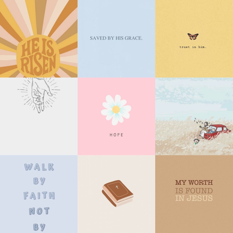 30 - 60 Physical Christian Pastel Aesthetic Wall Collage Kit With ...