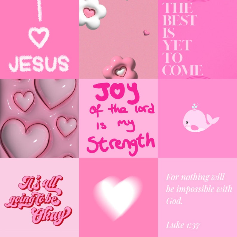 60 Digital Pink Christian Aesthetic Wall Collage Kit - Etsy