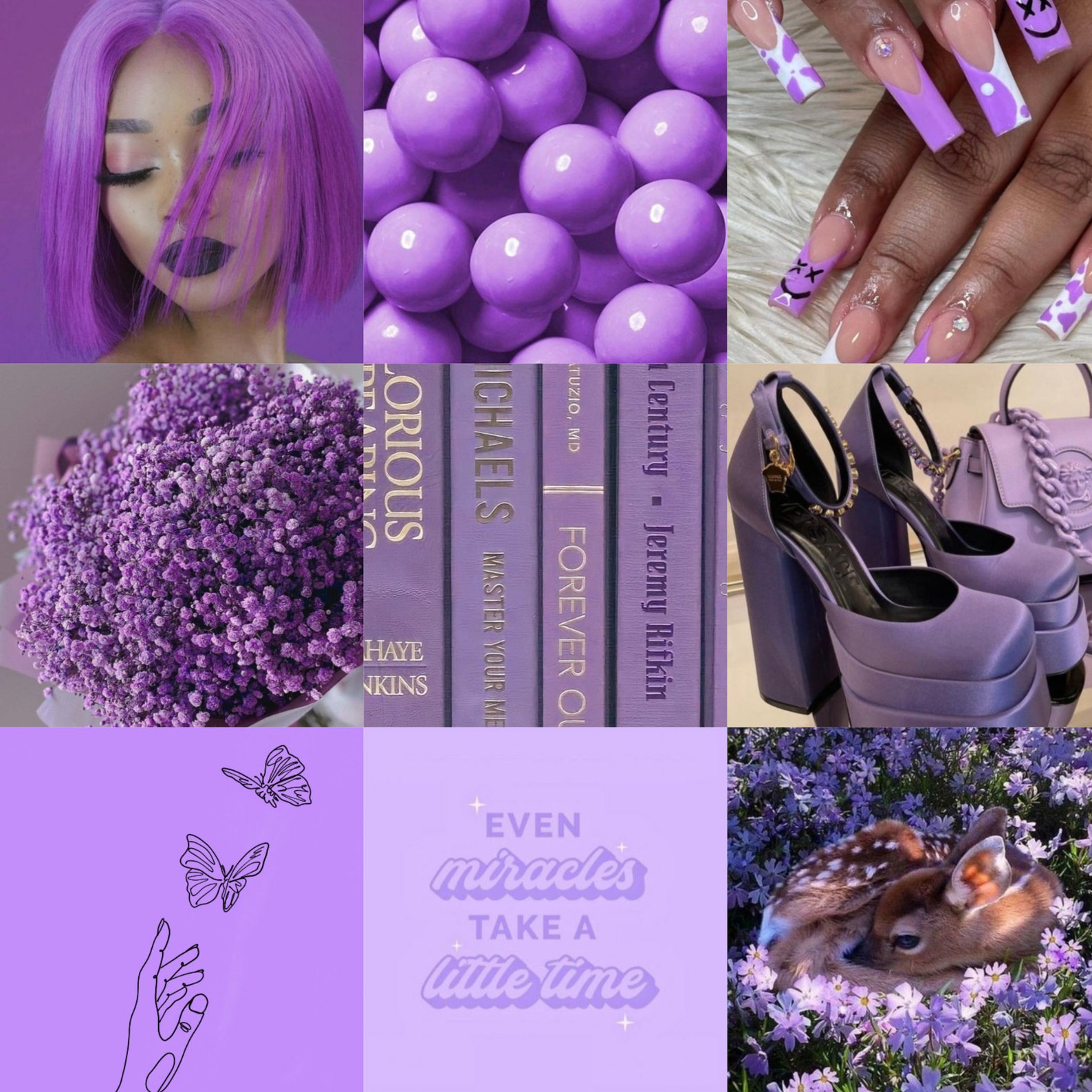 60 DIGITAL Purple Aesthetic Collage Kit Purple Collage Kit Purple Photo ...
