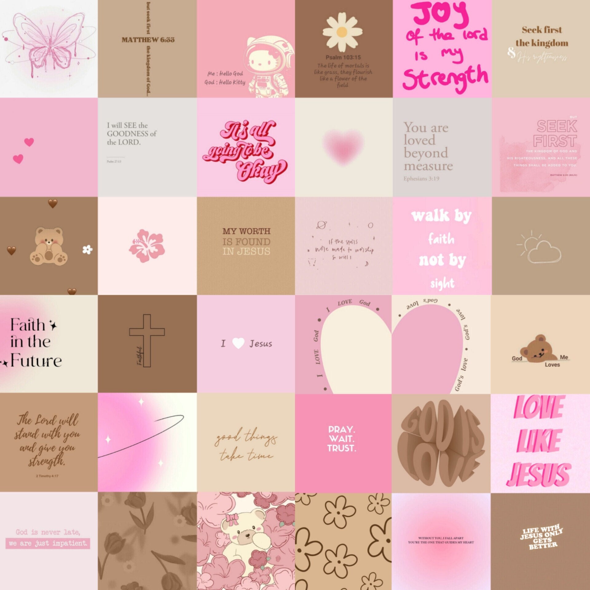 60 DIGITAL Coquette Christian Aesthetic Kit Pink and Cream Collage Kit ...