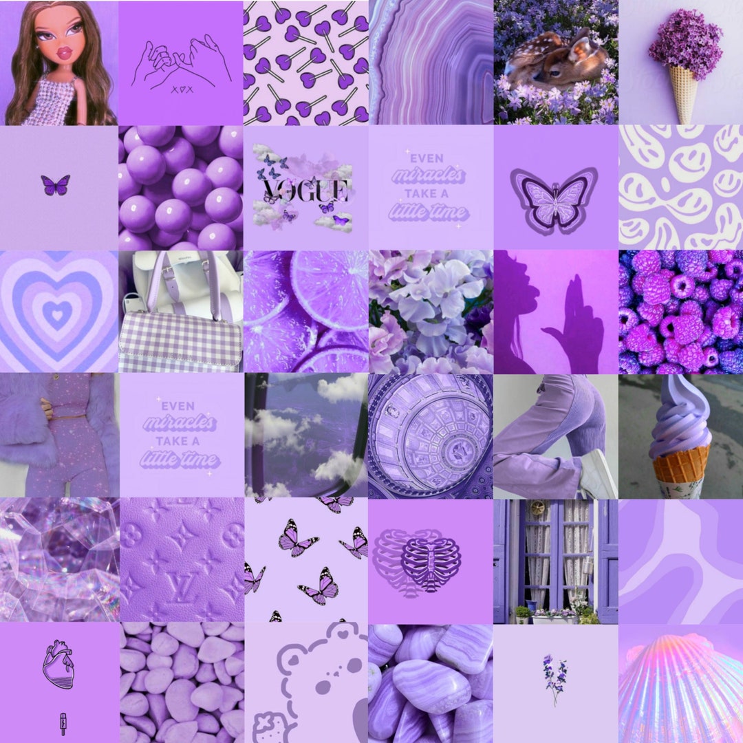 60 Digital Purple Aesthetic Collage Kit Purple Collage Kit Etsy Uk